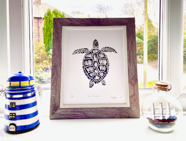 Turtle Linoprint-Sea Turtle – Hayley Ryan Art